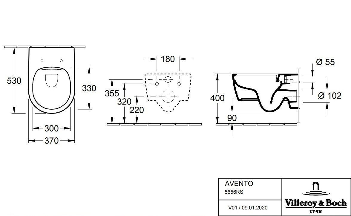 Villeroy Boch Avento 5656RS01 Подвесной унитаз в комплекте с сиденьем и ...