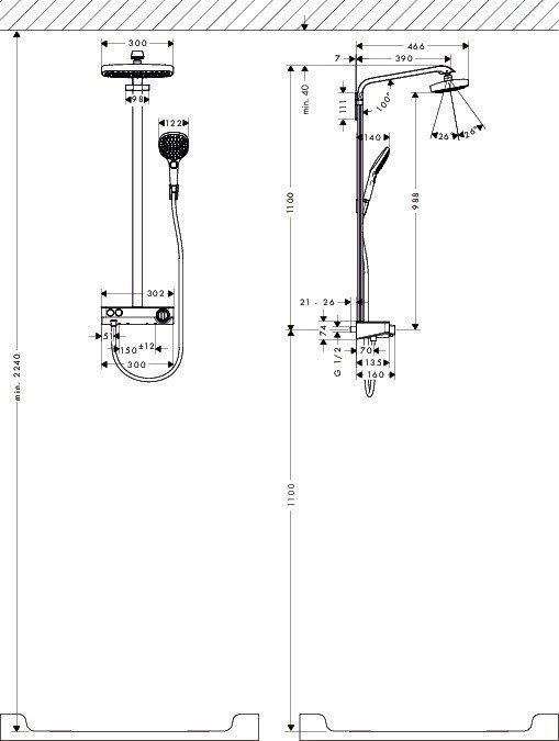Hansgrohe Raindance Select E 300 2jet Showerpipe 27126000 Душевая ...