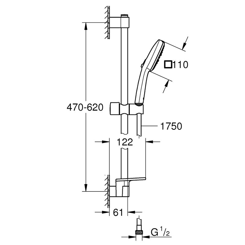 GROHE Tempesta Cube 110 27576003 Душевой гарнитур, 3 режима (хром ...