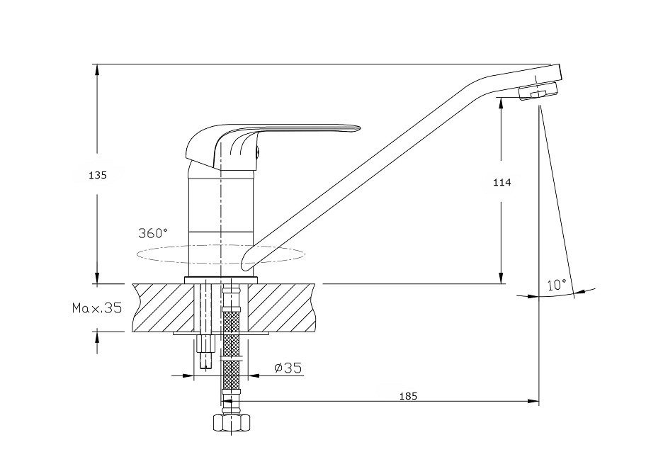 RUSH Fiji FI1835-25 Смеситель для кухни (хром), купить в магазине ...
