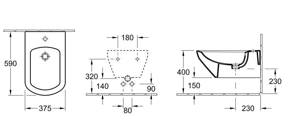 Биде подвесное 542200R2 VILLEROY&BOCH SENTIQUE, 375х590 мм, в магазине ...