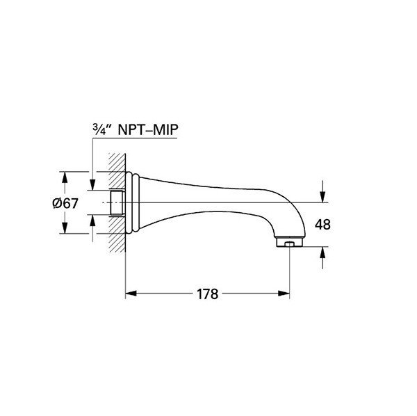 GROHE Sinfonia 13132000 излив для ванны (хром), в магазине сантехники ...