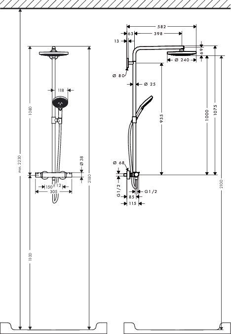Hansgrohe Raindance Select S 240 2jet Showerpipe 27129000 Душевая ...