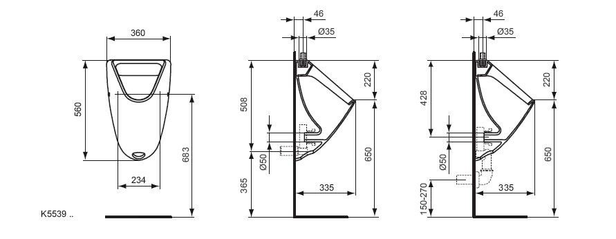 Ideal Standard Eurovit K553901 Писсуар, в магазине сантехники Сантехмаг.Ру