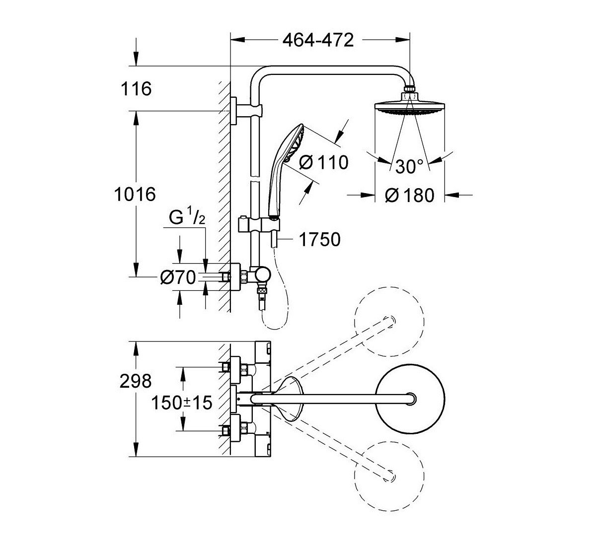GROHE Vitalio Joy 27298001 Душевая система с термостатическим ...