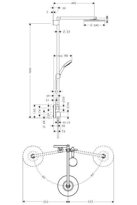 Душевая система 27145000 Hansgrohe Raindance Showerpipe 240 с ...