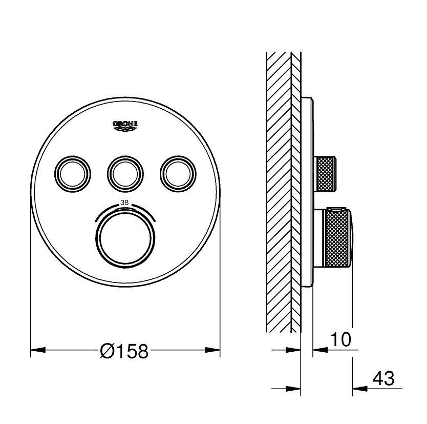 Grohe Grohtherm SmartControl 29121000 Встраиваемый термостат для душа ...