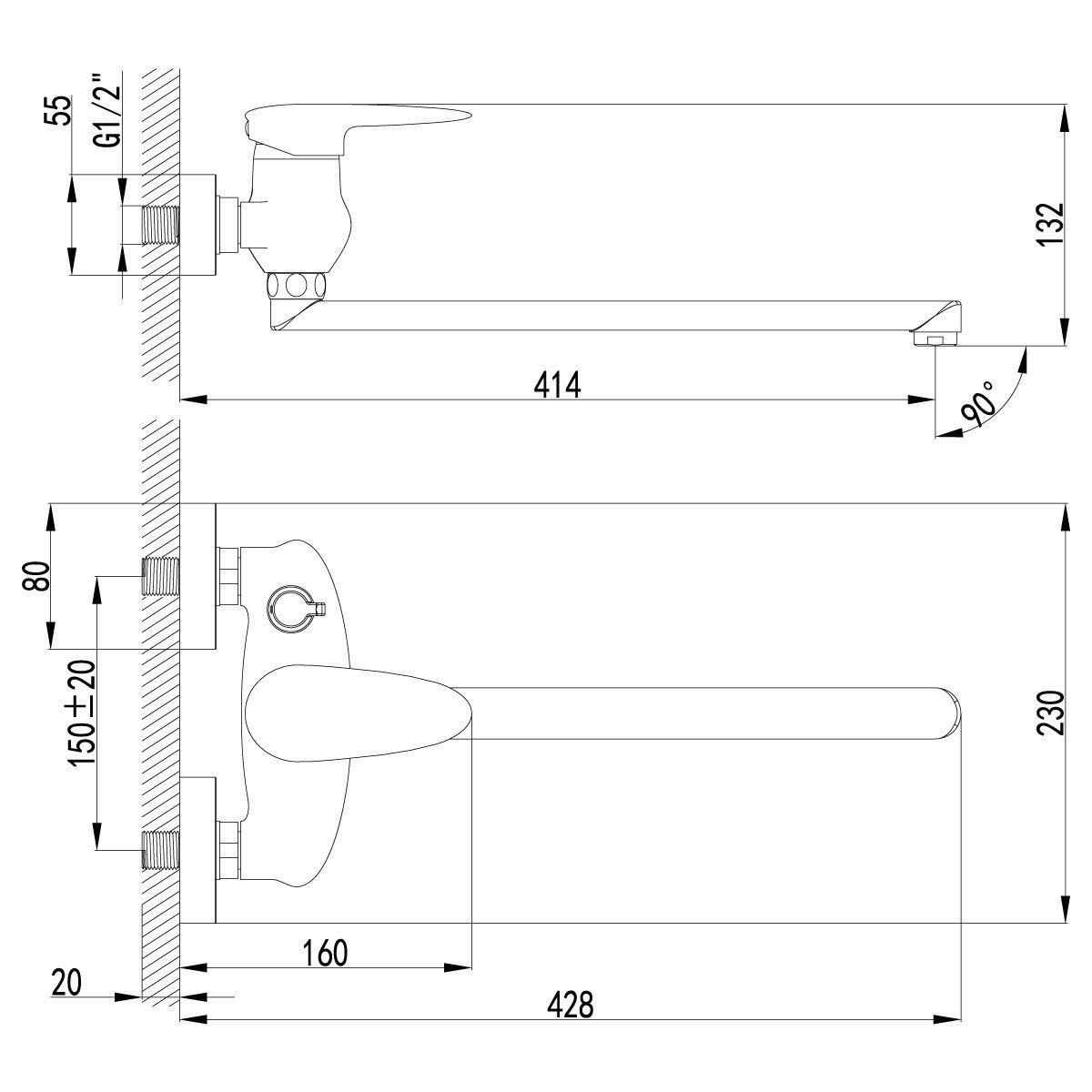 Lemark Status LM4417C - Смеситель для ванны с поворотным изливом (Хром ...