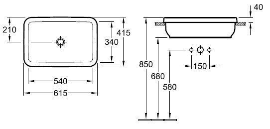 Villeroy&Boch Architectura 41676001 Раковина встраиваемая (альпийский ...