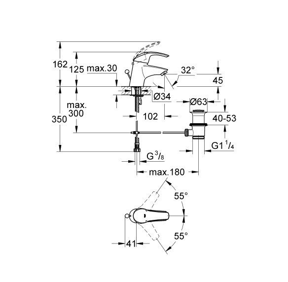grohe eurosmart 33265 001 Смеситель для раковины (хром), в магазине ...