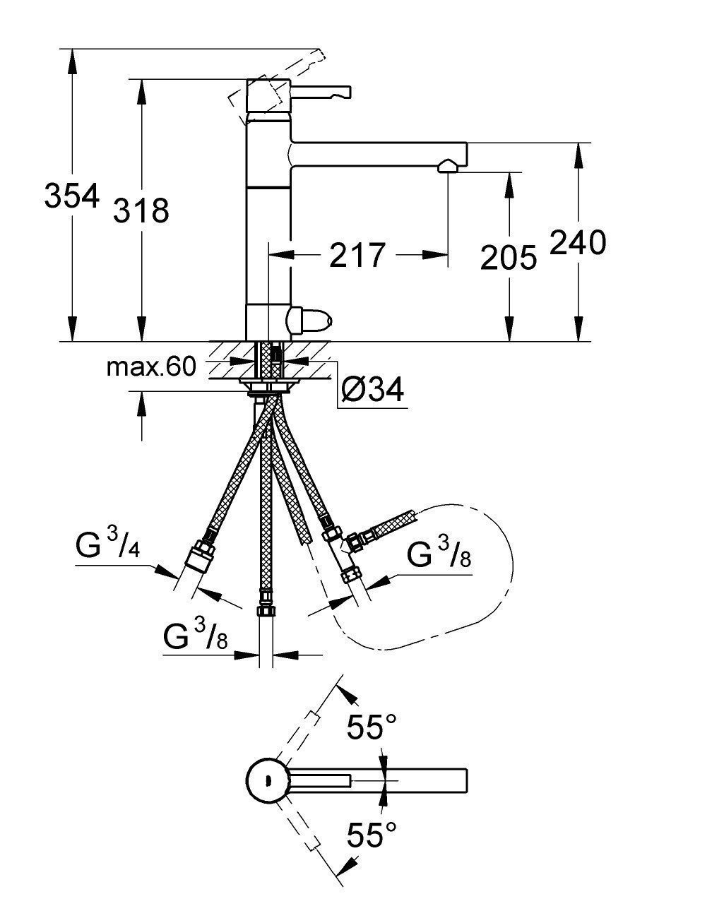 GROHE Essence 32593000 Смеситель для кухни с вытяжным изливом, в ...