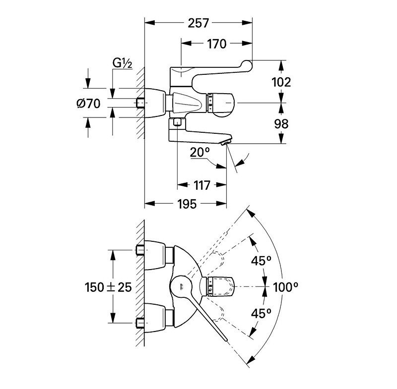 GROHE 34021000 Grohtherm Ergomix Локтевой смеситель для раковины с ...