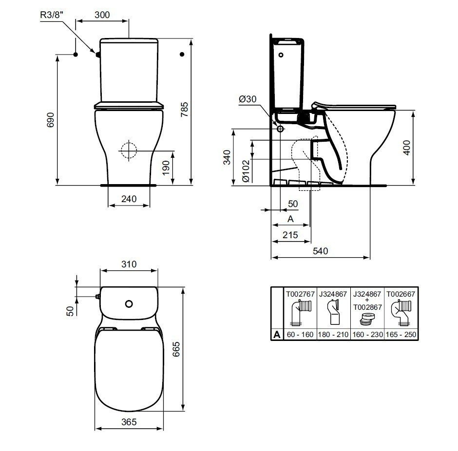 Напольный унитаз T008201 Ideal Standard TESI AquaBlade® (евробелый ...