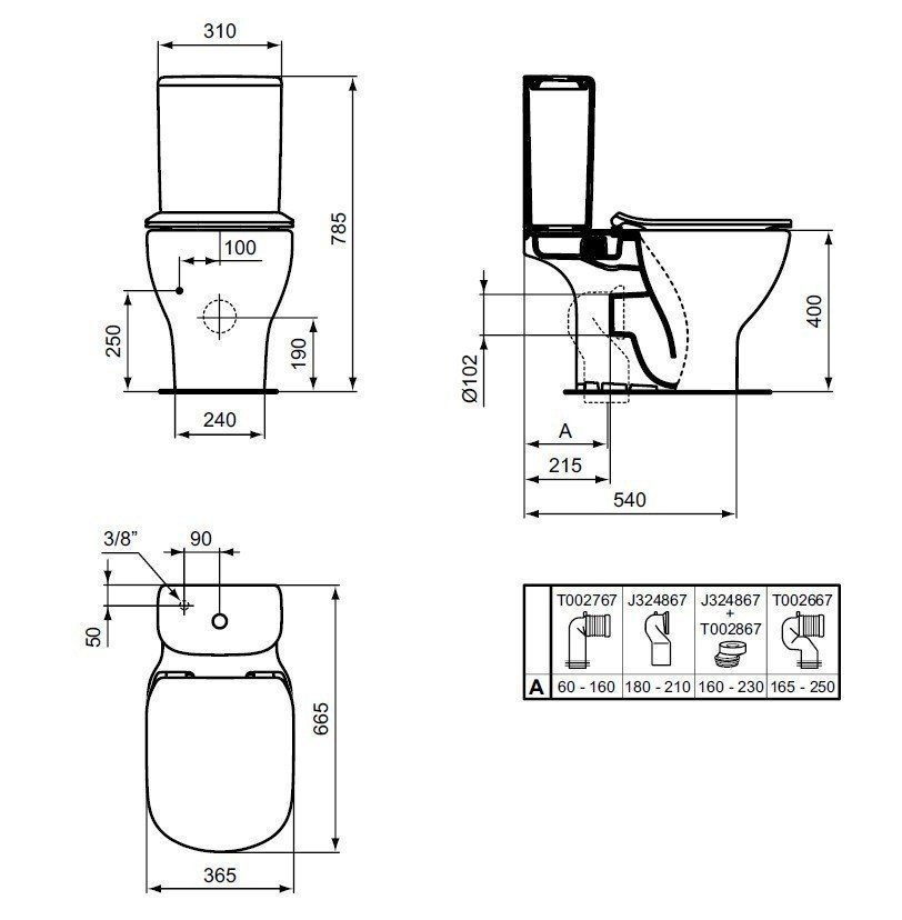 Напольный унитаз T008701 Ideal Standard TESI AquaBlade® (евробелый ...