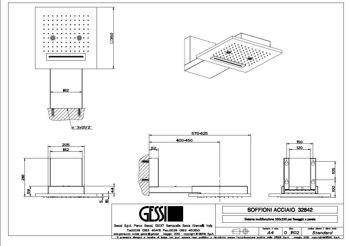 Gessi Minimali Quadro 32842 238 Верхний душ (полированная сталь), в ...