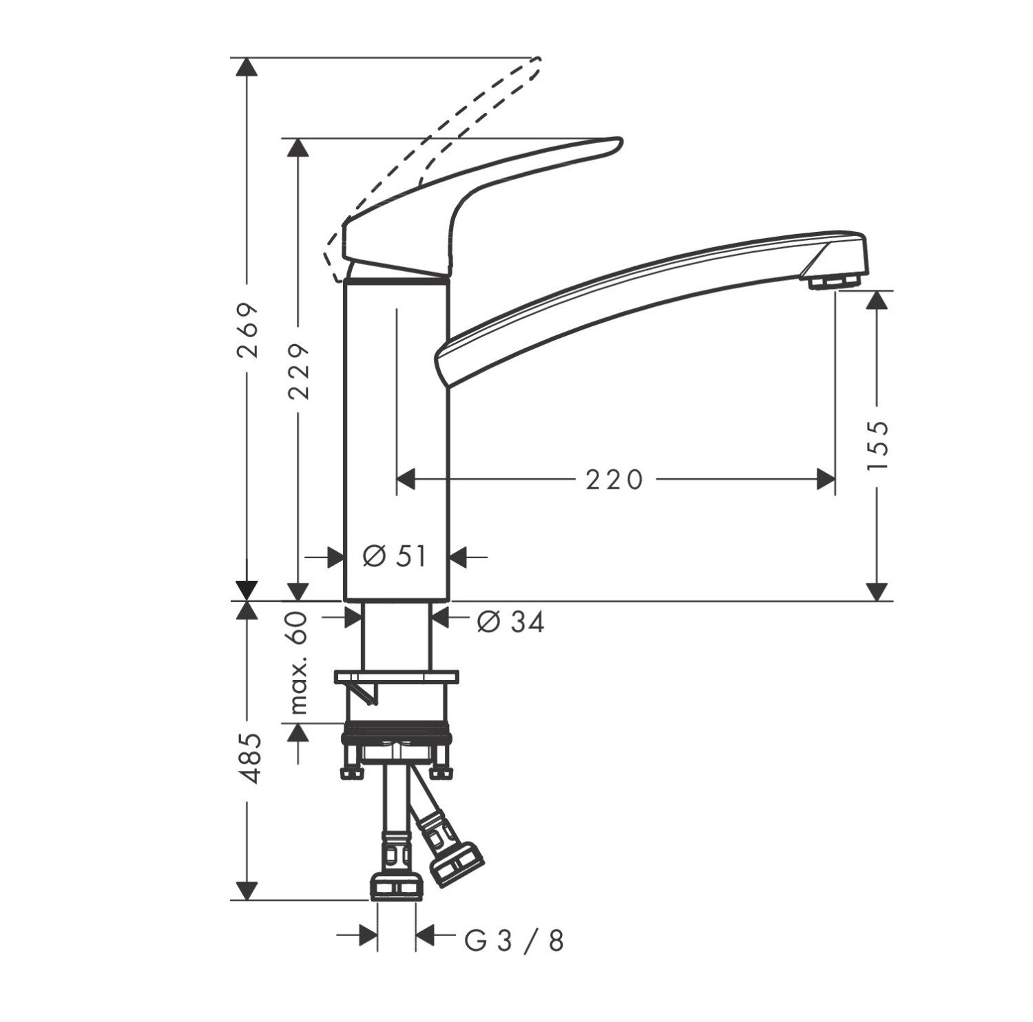 Hansgrohe Focus M41 31806000 Смеситель для кухни (хром), купить в ...