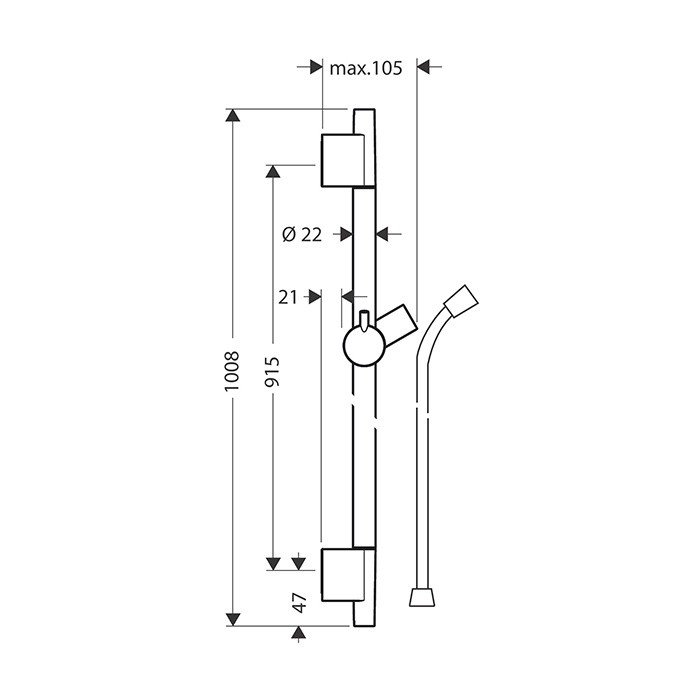 Hansgrohe Raindance Unica’S Puro 28631140 Штанга и шланг 1600 мм для ...