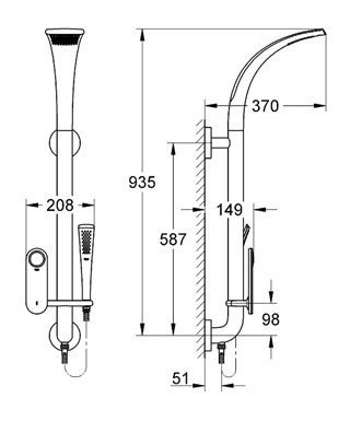 GROHE Ondus 27191 LS0 Электронная душевая система Aquafountain (цвет ...