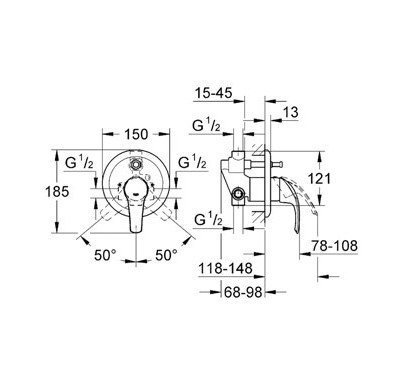 grohe eurosmart 33305 001 Смеситель для ванны, купить в магазине ...