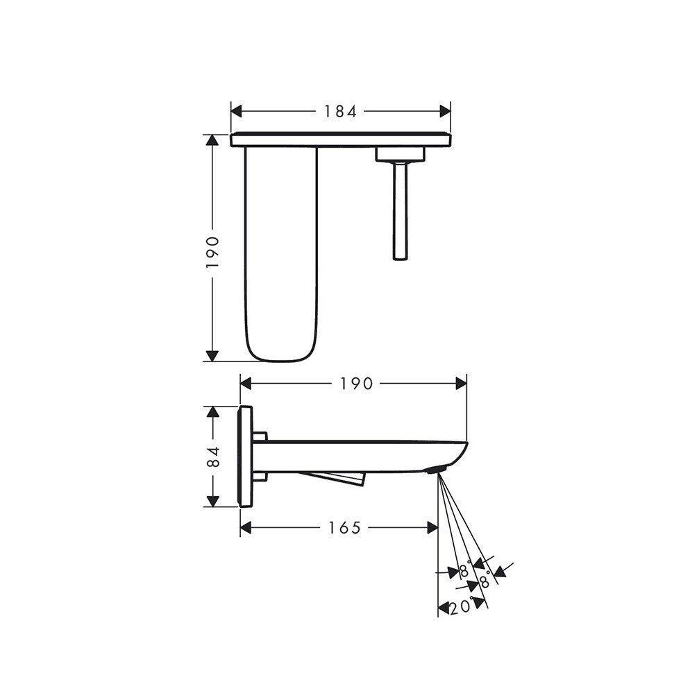 Hansgrohe PuraVida 15084000 - Настенный смеситель для раковины, излив ...