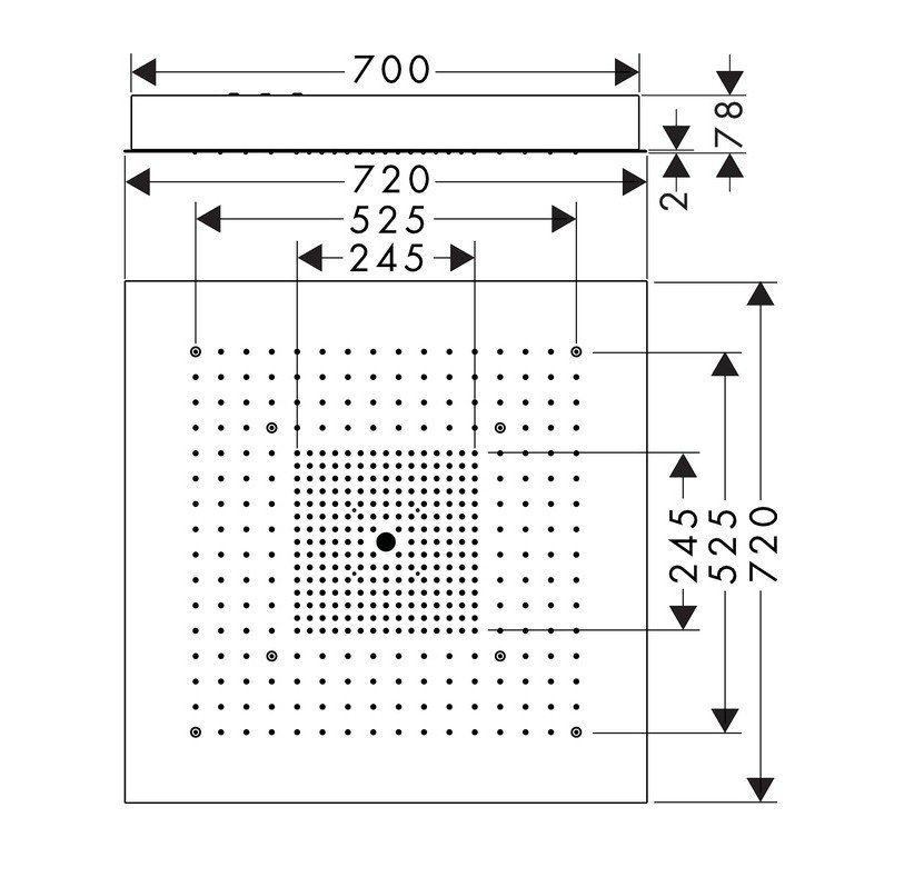 AXOR ShowerCollection 10625800 Верхний душ 720 х 720 мм без подсветки ...