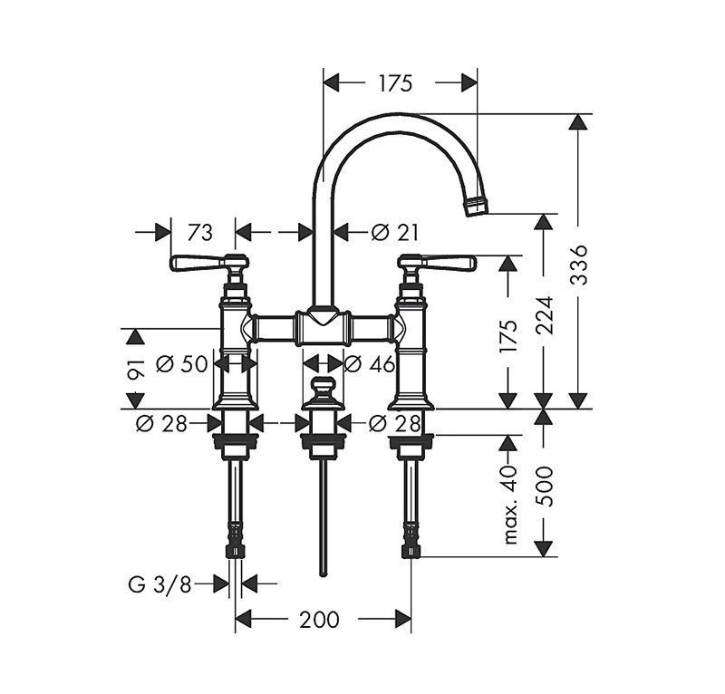 AXOR Montreux 16511000 Двухвентильный смеситель для раковины с ...