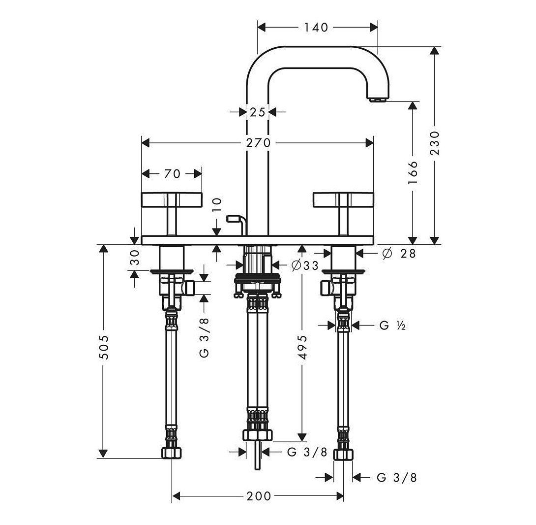Axor Citterio 39134000 Смеситель для раковины на 3 отверстия (хром), в ...