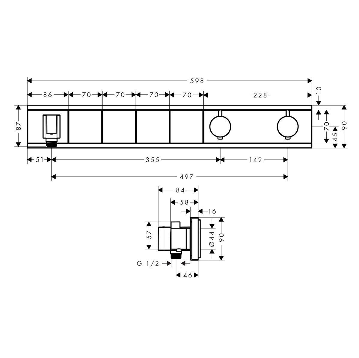 Термостатический смеситель для ванны 15357400 Hansgrohe RainSelect ...