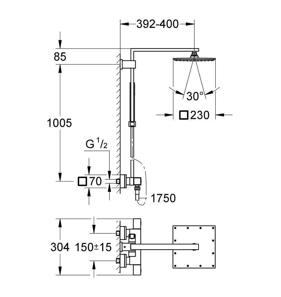 Grohe Euphoria Cube System 230 26087000 Душевая система с термостатом ...