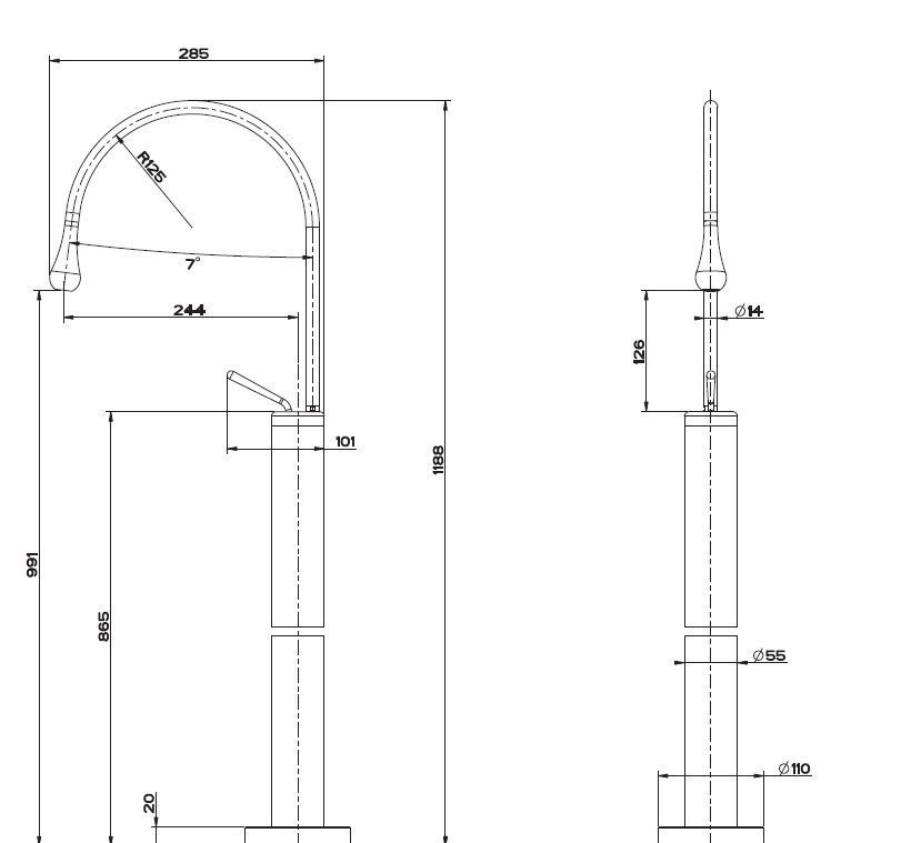 Gessi Goccia 33624 031 Напольный смеситель для раковины, в магазине ...