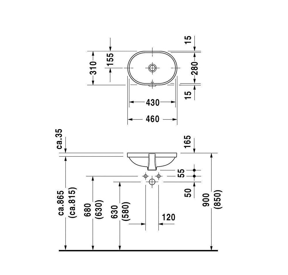 Duravit Foster 0336430000 - Врезная раковина 46*31 см (белый), в ...