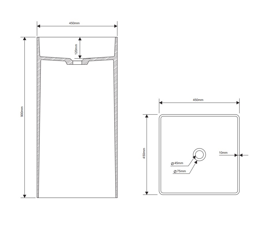 Dea Design Pedestal Basin DD2017 450 R5 Раковина напольная 450*450 мм ...